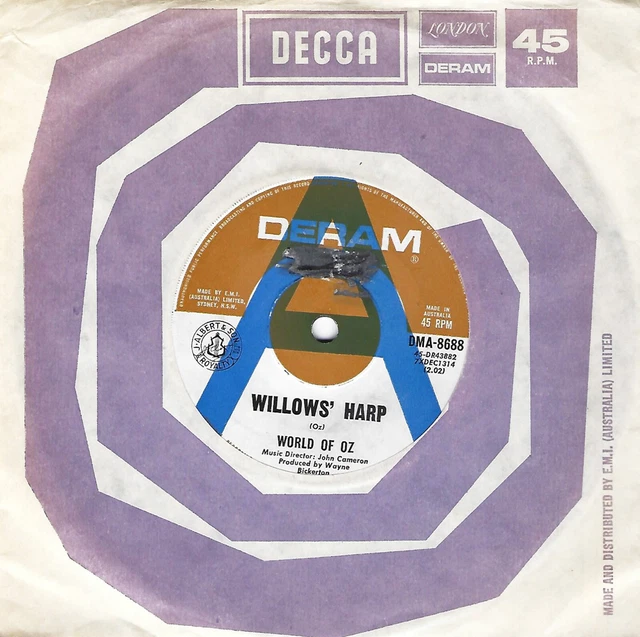WORLD OF OZ WILLOWS' HARP Australian 1968 DERAM Records A-Label PROMO ...