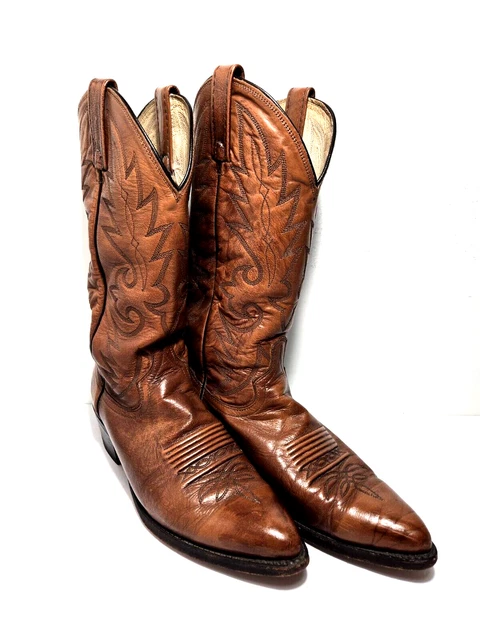 DAN POST LEATHER Boots Men's 8 D Brown Cowboy Western Brown 111J Made ...