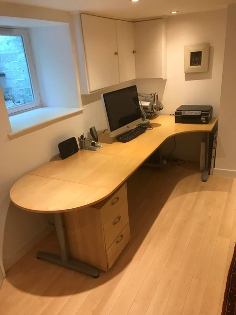 IKEA BEKANT CORNER desk, white top and legs, 160cm length, adjustable ...