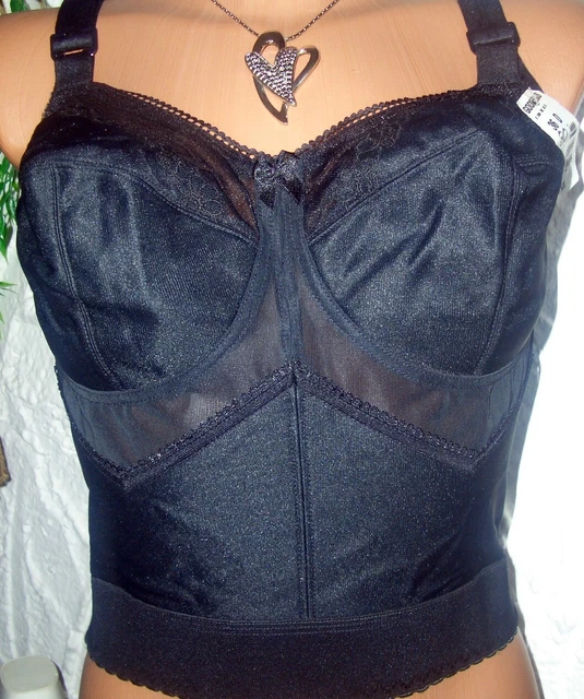STRAMMER VINTAGE MIEDER Long BH mit Spitze 80 D SCHWARZ Pin Up Bra ...