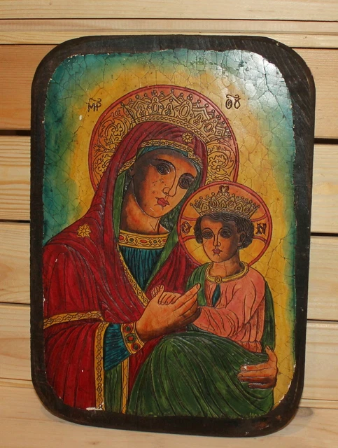 ORTHODOX HAND PAINTED icon Jesus Christ Virgin Mary EUR 230,06 - PicClick FR