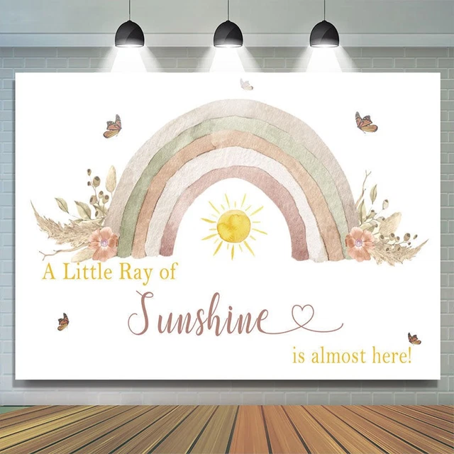 RAY OF SUNSHINE Is Almost Here Baby Shower Backdrop $34.45 - PicClick AU