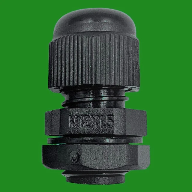 1X BLACK CABLE Gland, 3 - 6mm Wire Stress Relief, Nylon M12 Thread ...