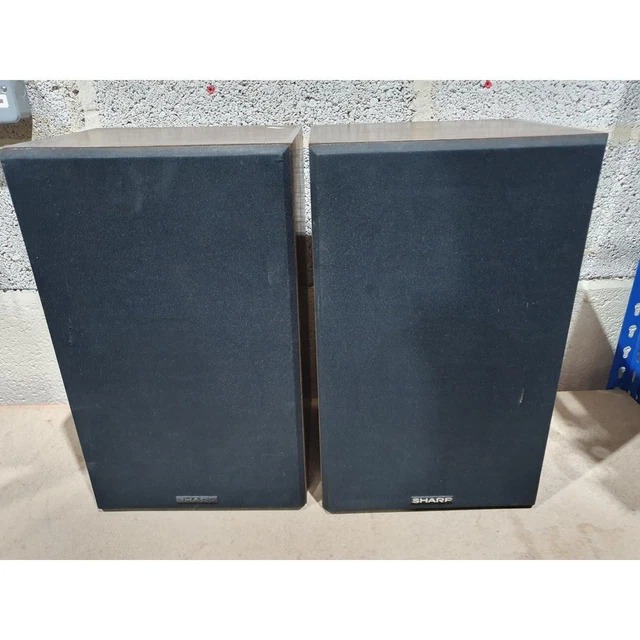 VINTAGE SHARP CP-270E Bookshelf Speakers Brown Wired 4-Ohms 25-Watt 2 ...