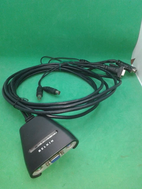 BELKIN 2-PORT KVM Switch with Built-In Cabling VGA / USB - F10K102P £8. ...