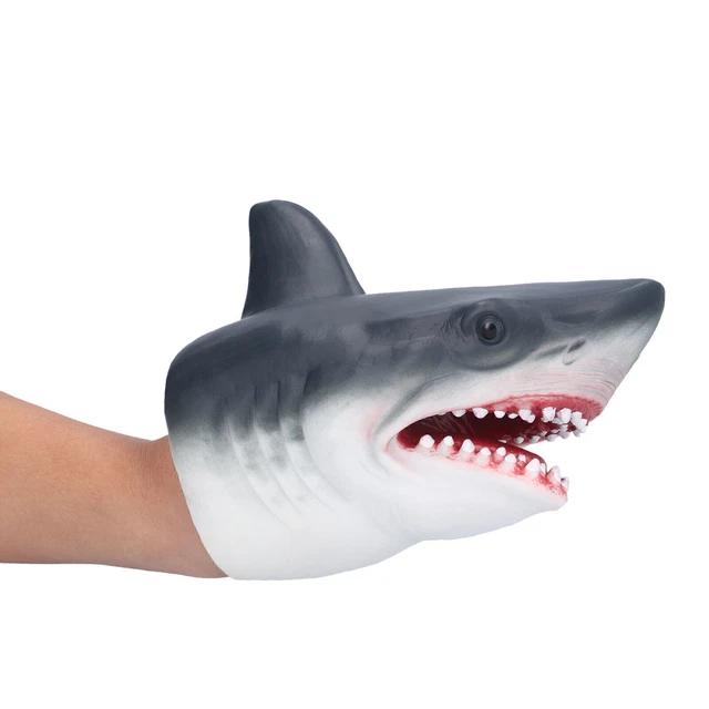 SHARK HAND PUPPET Realistic Soft Rubber Storytelling Role Play Shark ...