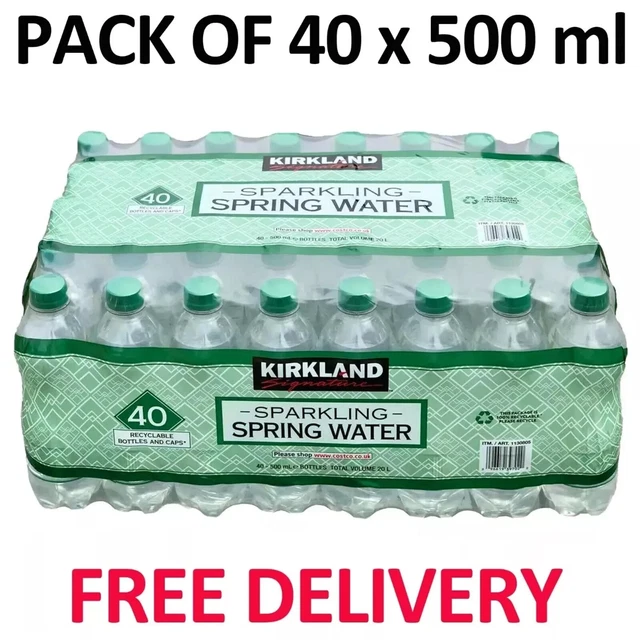 KIRKLAND SIGNATURE SPARKLING Spring Water Screw Cap Lid Bottles 40 x ...