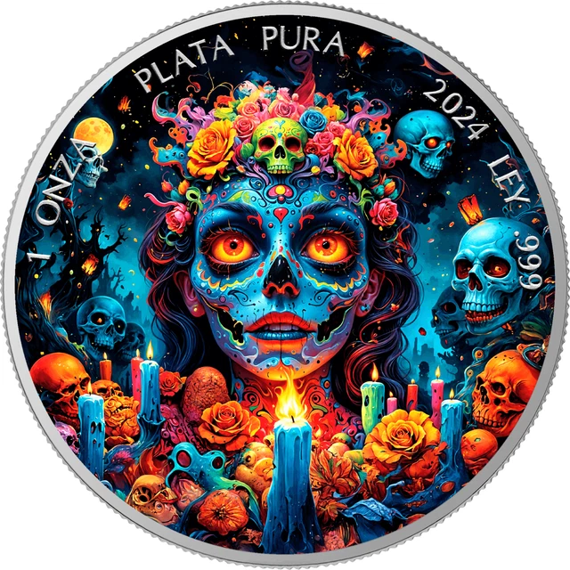MEXIKO 2024 DIA de los Muertos Nightmare Catrina 1 oz kolorierte ...