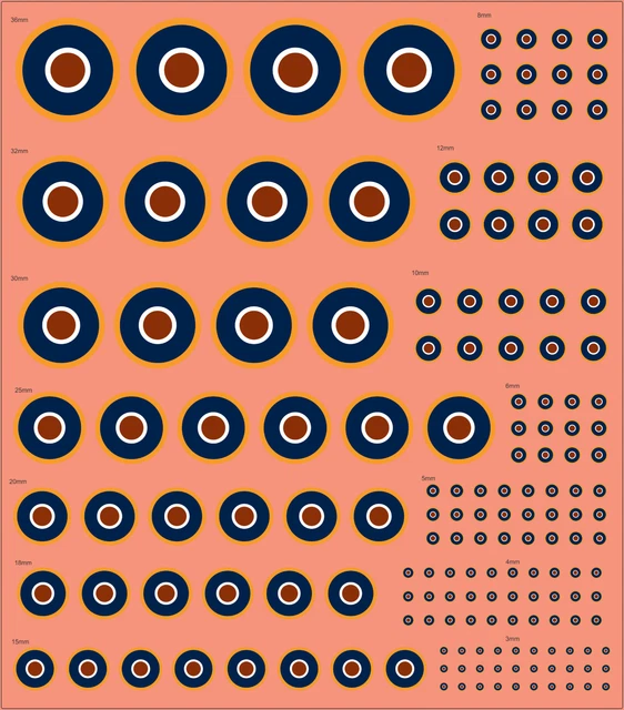 UK RAF HIGHVIS Roundel Multi-Scale Water Slide Decals for Scale Model ...