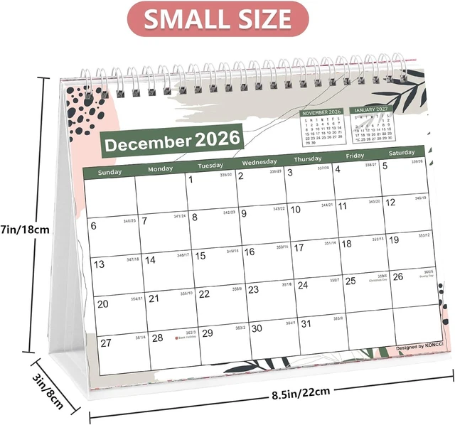 DESK CALENDAR 2026-2027, 18 Months from January 2026 to June 2027(7'' x ...