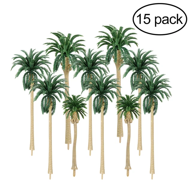 15PCS VERDE ALBERO Paesaggio Realistico Modello Palma Per Casa ...