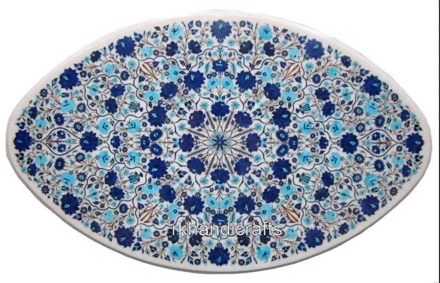 TABLE DE CAFÉTÉRIA En Marbre Avec Incrustation En Lapis Lazuli En Forme ...