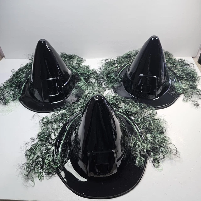3 ESCO WITCHES Witch Pointed Hat Green/Black Hair Kids Halloween ...