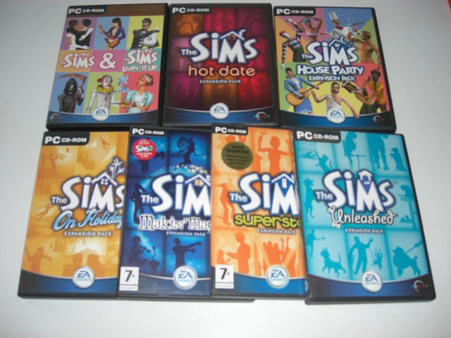 THE SIMS 1 Collectors inc All 7 Add-On Expansion Packs Pc Cd Complete ...