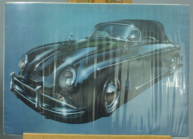 RARE AFFICHE SCELLÉE vintage 1956 Porsche Speedster illustration Mike ...