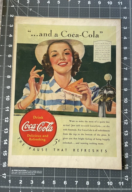 1940S ORIGINAL VINTAGE Coca Cola Girl Soda Fountain Gil Elvgren Art ...
