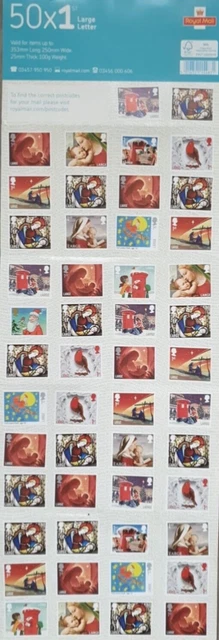 FIRST 1ST CLASS Large Letter Royal Mail Christmas Unfranked Adhesive ...