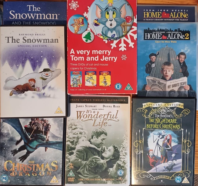 CHRISTMAS MOVIE DVD BUNDLE Home Alone Snowman Wonderful Life Dragon Tom ...