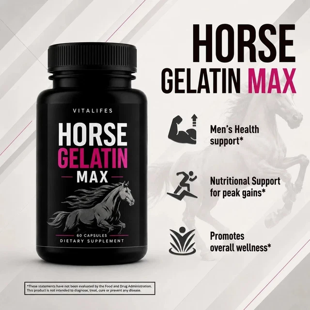 (1 PACK) HORSE Gelatin Max Performance Capsules, Horse Gelatin Max ...