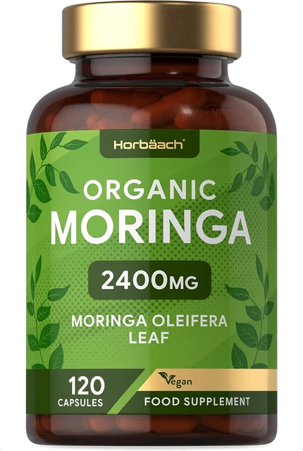 ORGANIC MORINGA CAPSULES | 2400mg | 120 Vegan Moringa Leaves Capsules ...