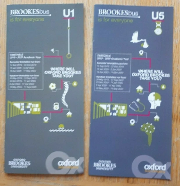 OXFORD BUS: BROOKES Bus timetable leaflets for routes U1 and U5 2019/20 ...