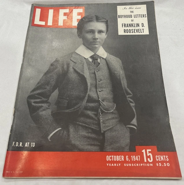 LIFE MAGAZINE OCTOBER 6 1947 FDR at 13 Boyhood Letters of Franklin D ...