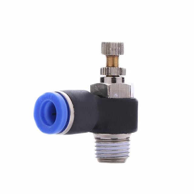 FITTING SPEED FLOW Pneumatic Connector Elbow Throttle Valve Push In ...