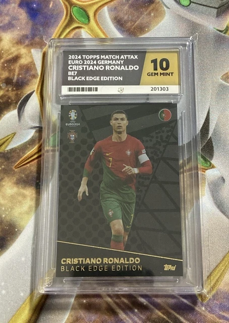 2024 TOPPS EURO 2024 Black Edge Cristiano Ronaldo Gem Mint 10 BE7 RARE £24.99 - PicClick UK