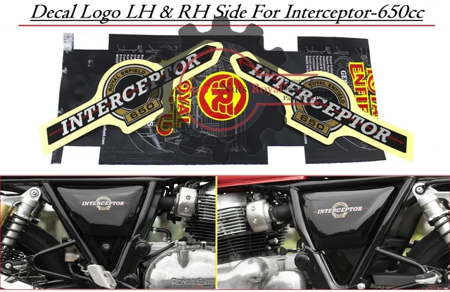 ROYAL ENFIELD &INTERCEPTOR 650cc" "Decal Logo Sticker for Left & Right ...