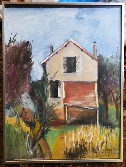 TABLEAU AQUARELLE SIGNÉE Servat: maison de Vlaminck EUR 8,00 - PicClick FR
