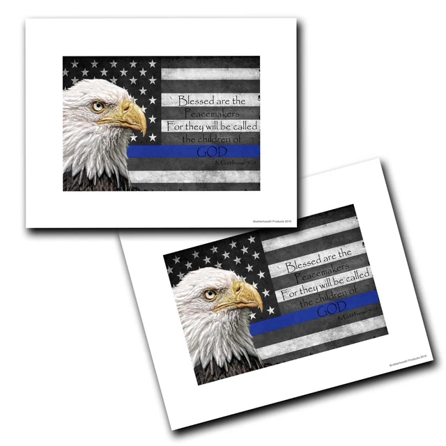 THIN BLUE LINE Police Sheriff Law Enforcement Designs Two Glossy Prints ...