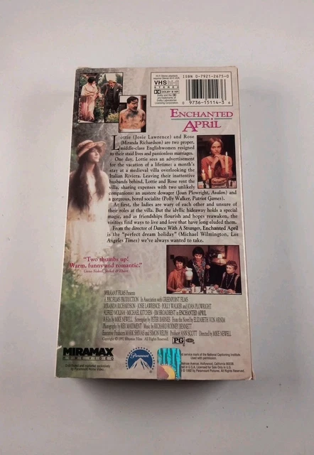 ENCHANTED APRIL (VHS) 1991 Alfred Molina, Joan Plowright TESTED £2.42 ...