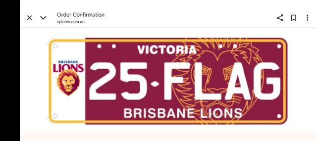 BRISBANE LIONS PREMIERSHIP Number Plates 2025 AFL Grand Final ...