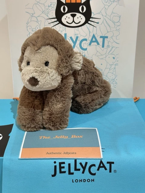 JELLYCAT SMUDGE MONKEY MEDIUM +Dust Bag & Tag Protector Valentine's Day ...