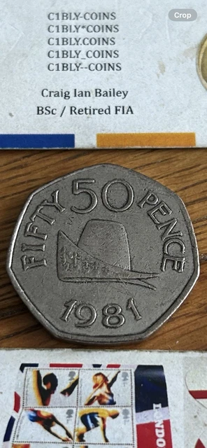 OLD STYLE LARGE GUERNSEY DUCAL HAT 1981 50p COIN IN CIRCULATED ...