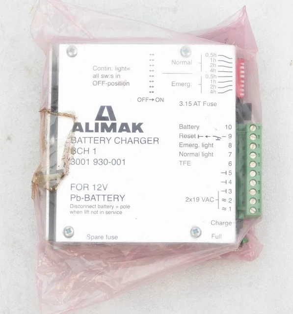 NOS NEW ALIMAK Bch 1 Battery Charger For 12V Pb-Battery 2X19Vac Pn 3001 930-001 $655.56 ...