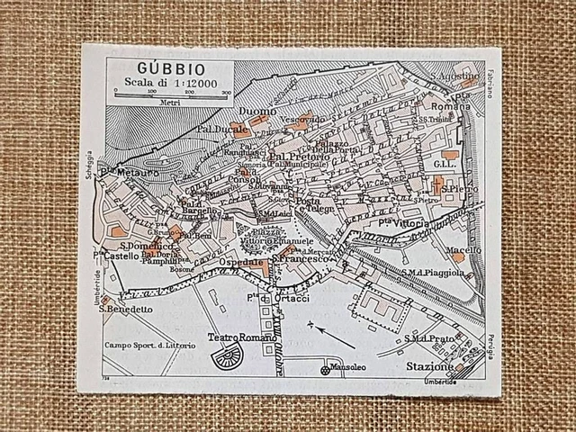 PIANTA O PIANTINA del 1939 La città di Gubbio Toscana T.C.I. EUR 11,00 ...