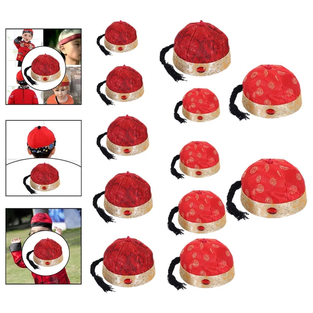 CHINESE ORIENTAL HAT Role Play Landlord Cap W/ Ponytail for Dance £7.19 ...