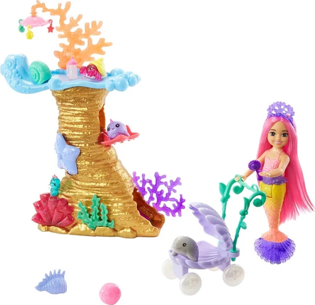 ?BARBIE MERMAID POWER Playset with Chelsea Mermaid Doll, 4 Pets, Coral ...