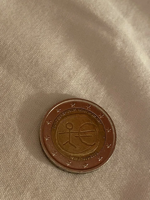 MONETA DA DUE 2 euro Repubblica italiana con omino stilizzato UEM 1999 ...