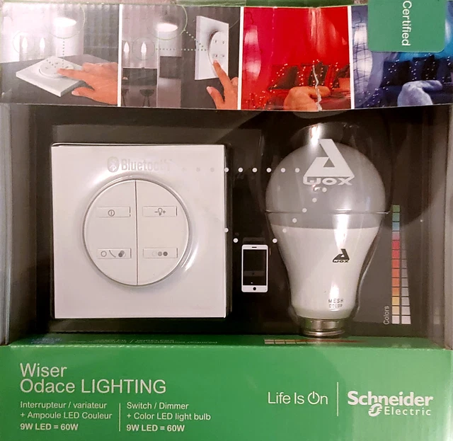 WISER ODACE LIGHTING Intérupteur / variateur + Ampoule LED Couleur 9W ...