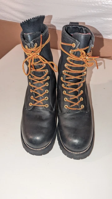 CABELAS GORE-TEX LOGGER Boots Black Leather Bike Vibram Soles Men's 8 ...