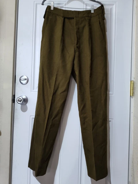 GENUINE US MILITARY M43 O.D. Green Field Cotton Trousers WWII 35" waist ...