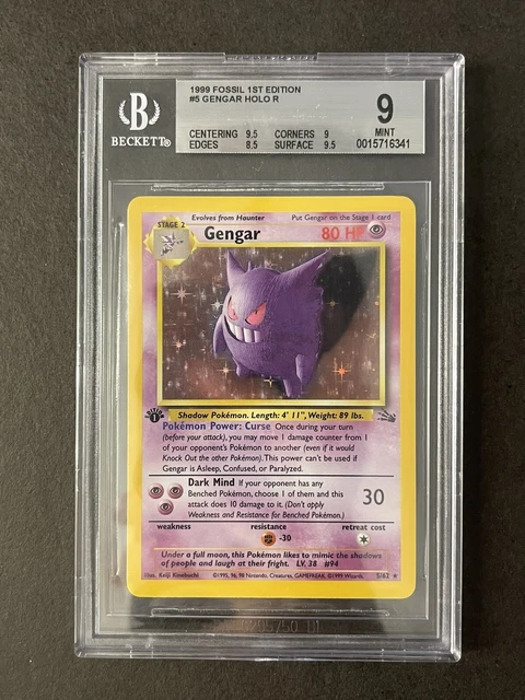 CARTA POKEMON GENGAR 5/62 1a edizione Holo Fossil 1999 BGS 9 Strong Mint 🙂 EUR 399,00 - PicClick IT