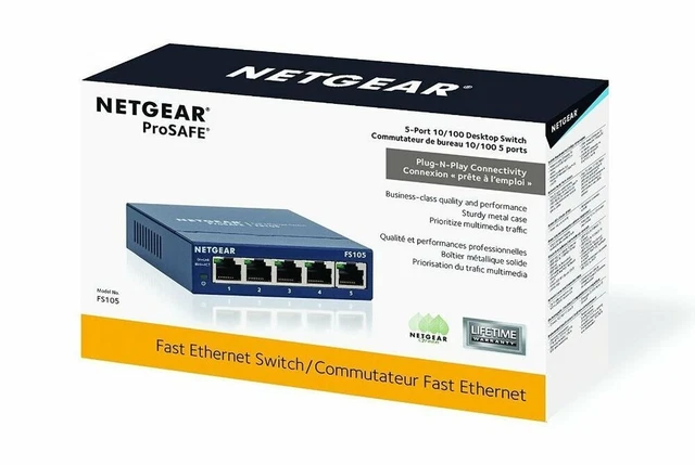 NETGEAR PROSAFE FS105 5-port Unmanaged Ethernet 10/100 Desktop Switch £ ...