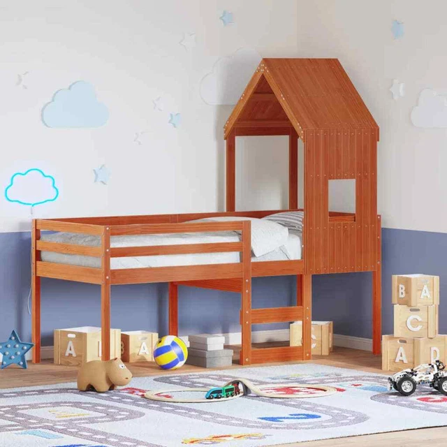 1786660 LETTO A Soppalco con Tetto Cera 80x200 cm in Legno di Pino EUR ...