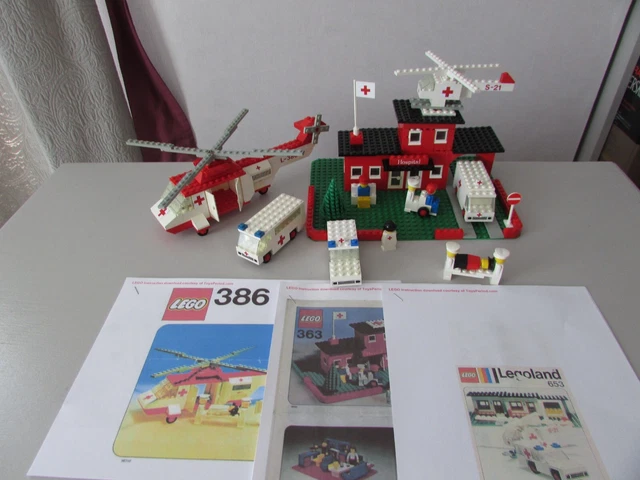 LEGO VINTAGE 363/386/653 Hôpital, ambulances et hélicoptères £58.97 ...