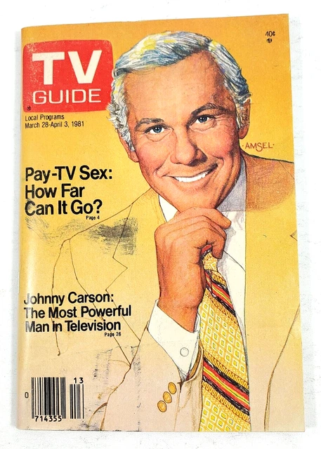 1981 Tv Guide Mar 28 Apr 3 Johnny Carson Amsel Cover Pay Tv Sex Andrea