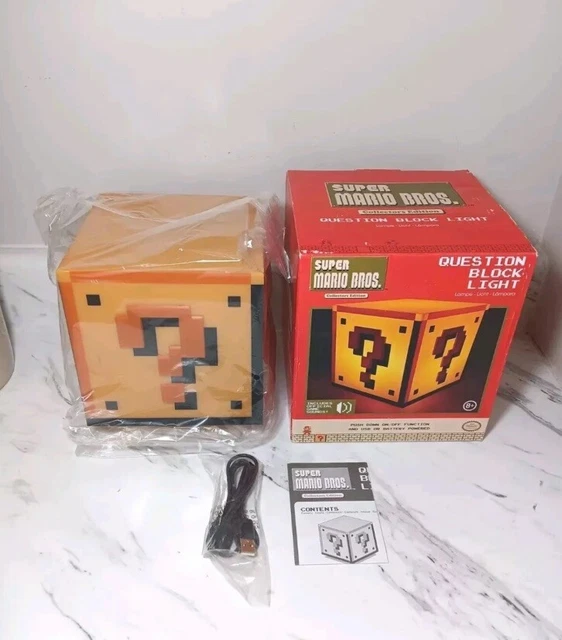 SUPER MARIO BROS Nintendo Question Mark Block ? Yellow Cube Box Light ...