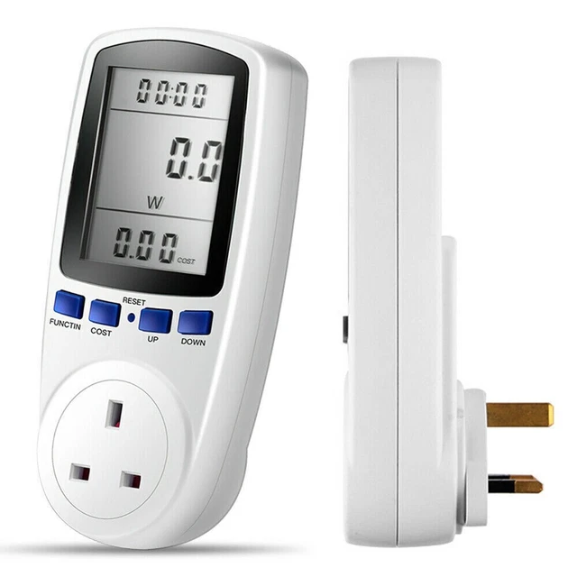 PLUG-IN ELECTRICITY COST Monitor Energy Saving Power Meter Socket LCD Display UK £19.90 ...